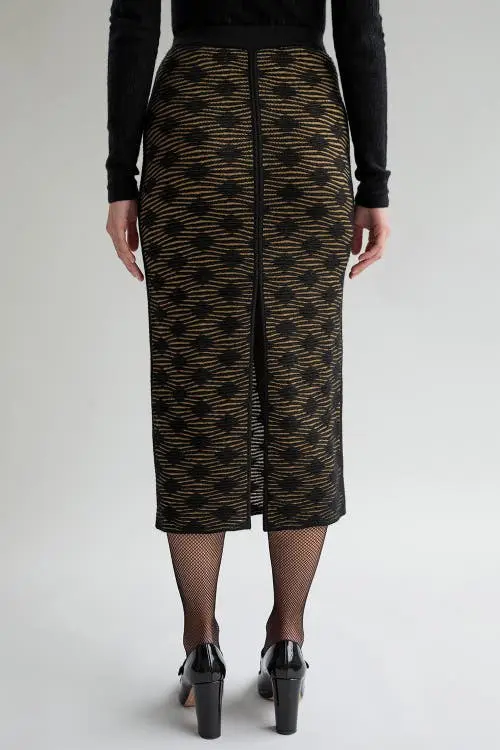 SSKEIN Ines Pencil Skirt - Golden Black