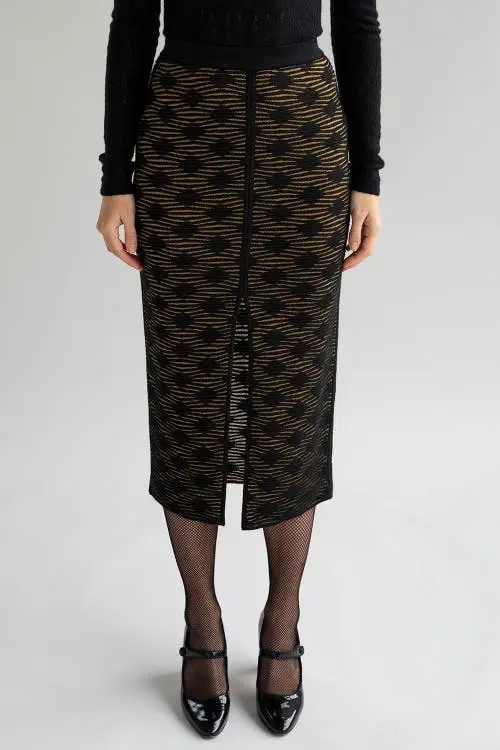 SSKEIN Ines Pencil Skirt - Golden Black
