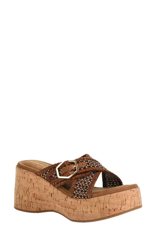 Chinese Laundry Loulou Platform Wedge Slide Sandal - Brown Multi