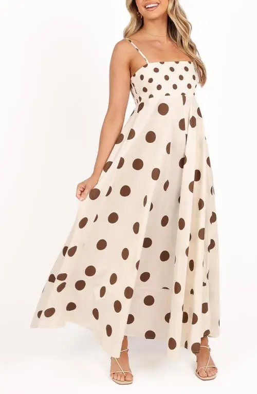 Petal & Pup Deenie Polka Dot Maxi Dress In Chocolate Brown Spot - 35% Off |  Editorialist