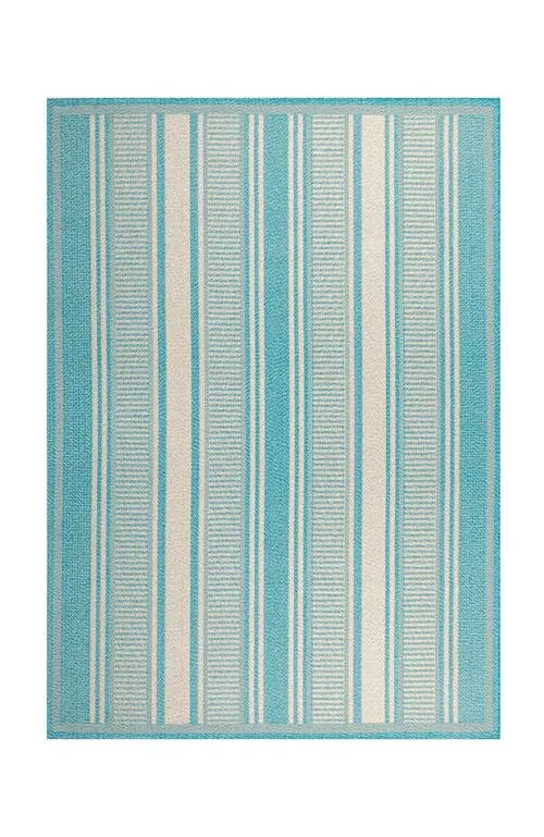 JONATHAN Y Haynes Modern Double Stripe Indoor/outdoor Area Rug - Aqua/beige