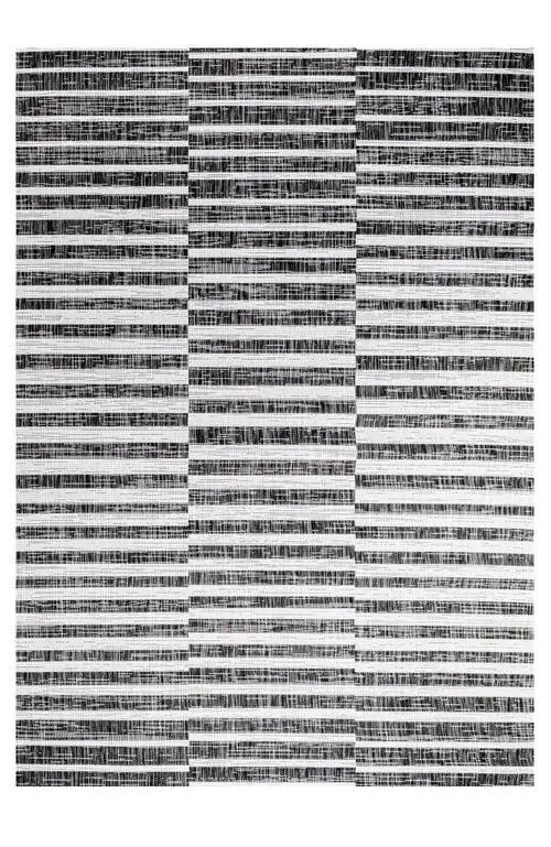 JONATHAN Y Sukie Modern Offset Stripe Indoor/outdoor Area Rug - Black/ivory