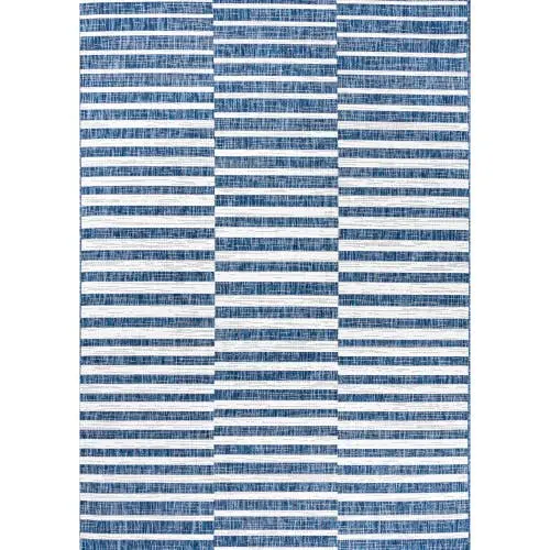 JONATHAN Y Sukie Modern Offset Stripe Indoor/outdoor Area Rug - Blue/ivory