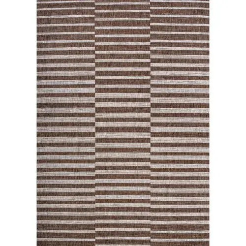 JONATHAN Y Sukie Modern Offset Stripe Indoor/outdoor Area Rug - Brown/beige