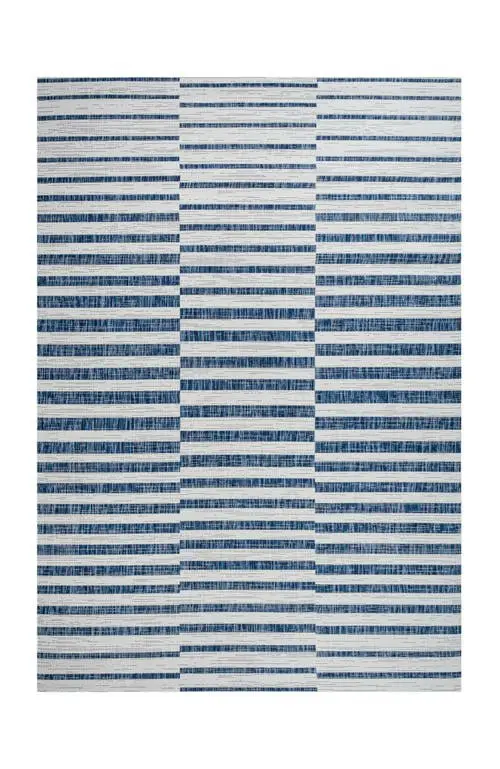 JONATHAN Y Sukie Modern Offset Stripe Indoor/outdoor Area Rug - Ivory/blue