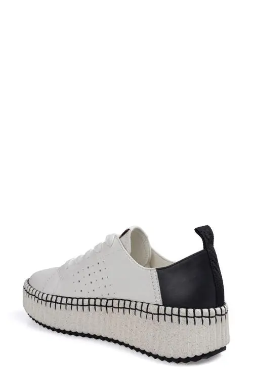 NATIONAL COMFORT Leather Platform Sneakers - White/ Black Leather