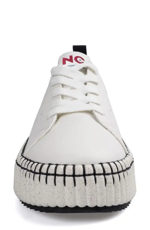 NATIONAL COMFORT Leather Platform Sneakers - White/ Black Leather