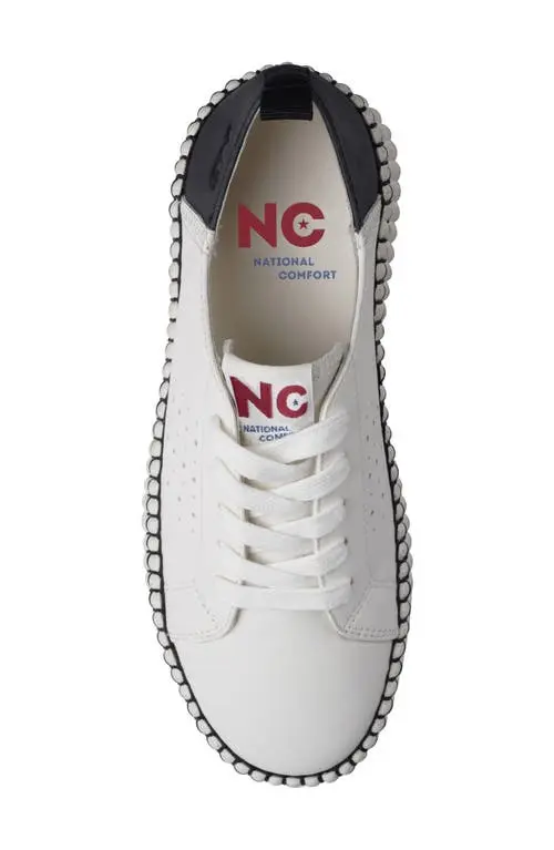 NATIONAL COMFORT Leather Platform Sneakers - White/ Black Leather