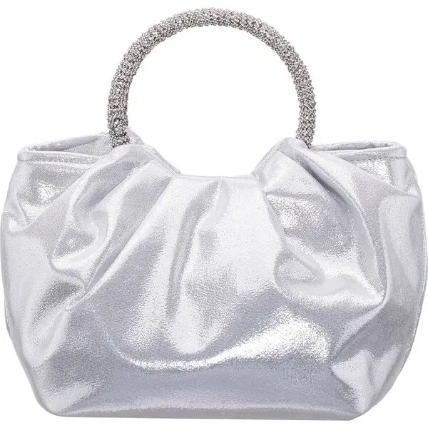 Nina Crystal-embellished Top Handle Clutch - Silver