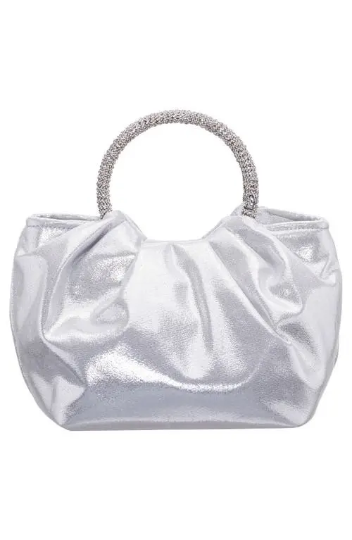 Nina Crystal-embellished Top Handle Clutch - Silver