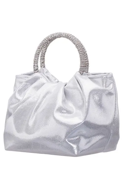 Nina Crystal-embellished Top Handle Clutch - Silver