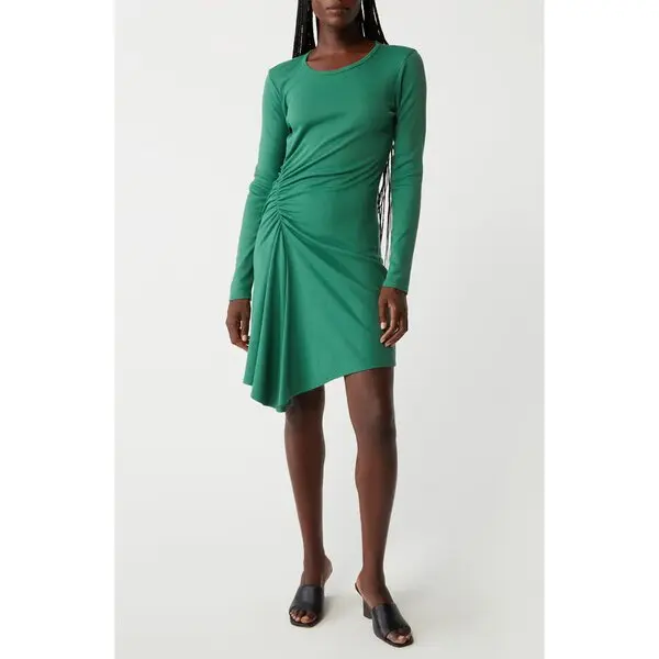 Michael Stars Marina Side Ruched Long Sleeve Dress - Palm