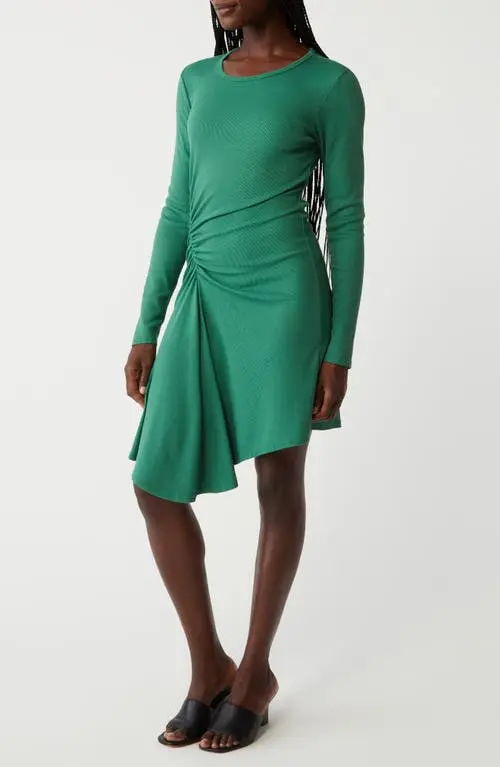 Michael Stars Marina Side Ruched Long Sleeve Dress - Palm