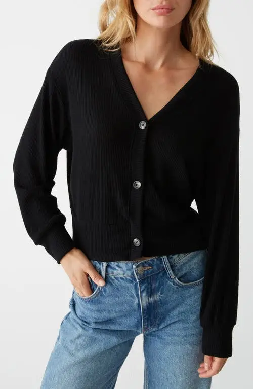 Michael Stars Ilsa Rib Knit Cardigan - Black