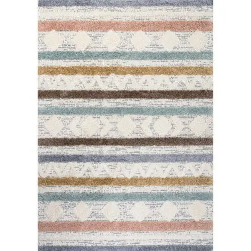 JONATHAN Y Faiza Moroccan Striped Geometric High-low Area Rug - Multi/cream
