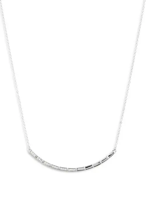 Nordstrom Cubic Zirconia Bar Pendant Necklace - Clear- Silver