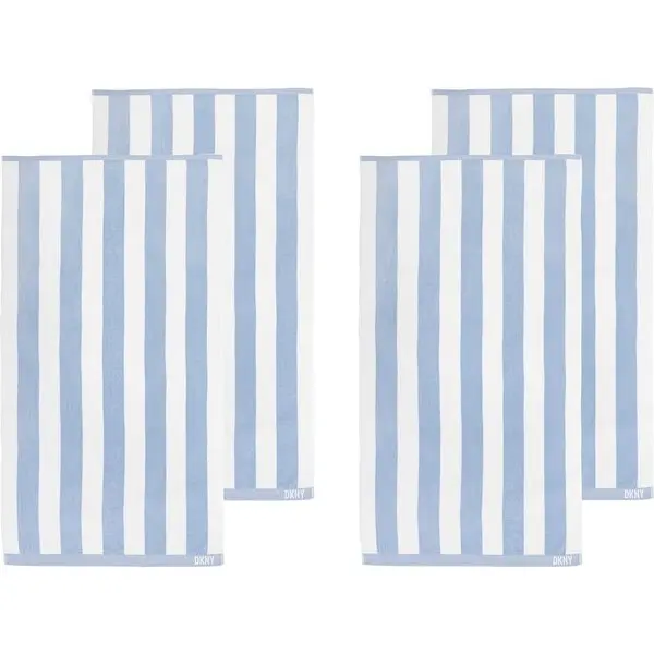 Dkny Cabana Stripe 4-piece Beach Towel Set - Celestial Blue