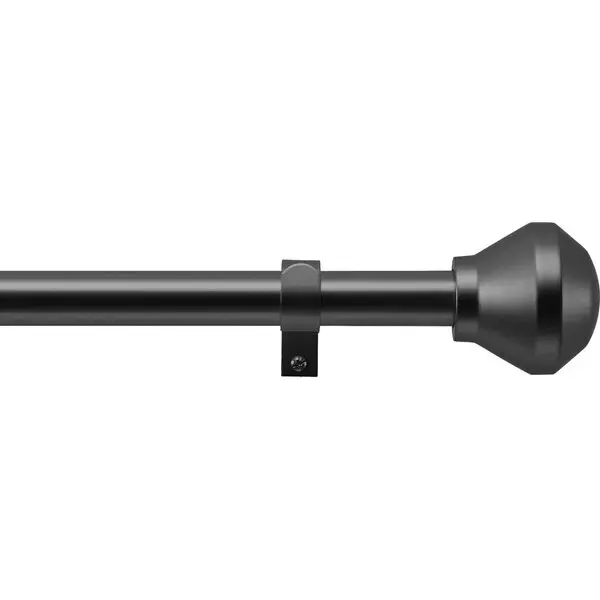 Dkny Conrad Adjustable Curtain Rod & Finial Set - Black