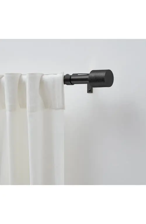 Dkny Fin Adjustable Curtain Rod & Finial Set - Black