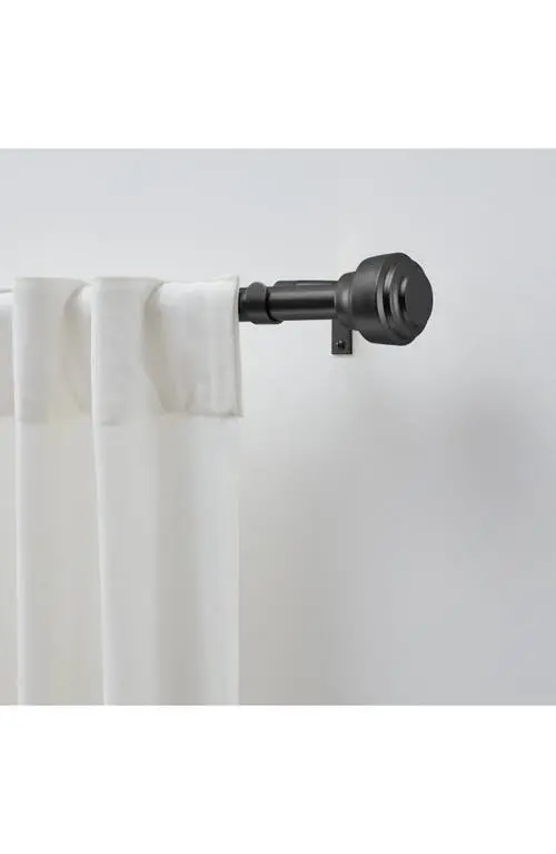 Dkny Cohen Adjustable Curtain Rod & Finial Set - Black