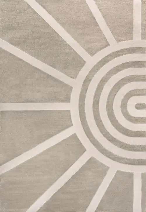 JONATHAN Y Aelius Midcentury Scandinavian Abstract Sun Two-tone High-low Area Rug - Beige/cream