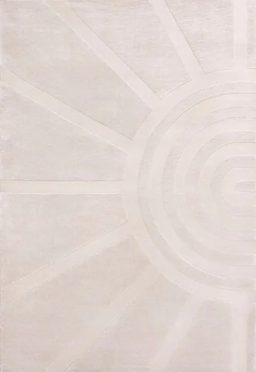 JONATHAN Y Aelius Midcentury Scandinavian Abstract Sun Two-tone High-low Area Rug - White/cream