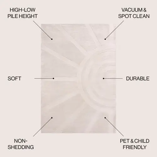 JONATHAN Y Aelius Midcentury Scandinavian Abstract Sun Two-tone High-low Area Rug - White/cream