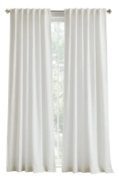 DKNY PURE Waffle Stripe Set Of 2 Cotton Curtain Panels - White