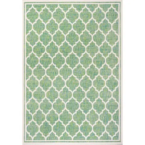 JONATHAN Y Trebol Moroccan Trellis Textured Weave Indoor/outdoor Area Rug - Cream/green
