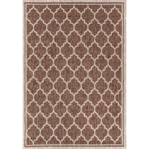 JONATHAN Y Trebol Moroccan Trellis Textured Weave Indoor/outdoor Area Rug - Espresso/taupe