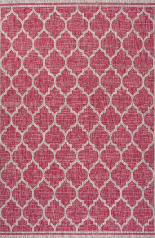 JONATHAN Y Trebol Moroccan Trellis Textured Weave Indoor/outdoor Area Rug - Fuchsia/light Gray