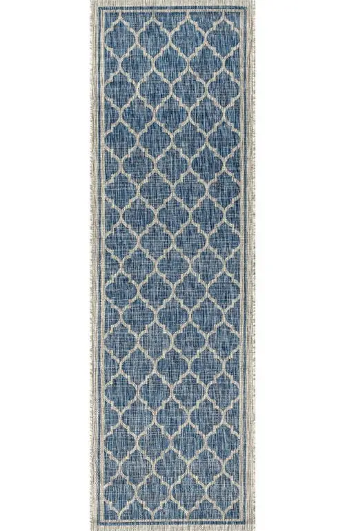 JONATHAN Y Trebol Moroccan Trellis Textured Weave Indoor/outdoor Area Rug - Navy/gray