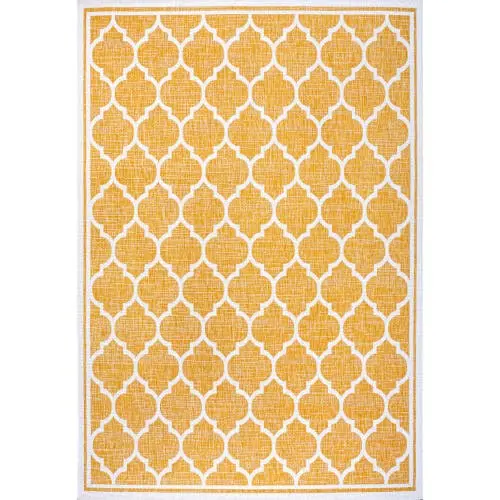 JONATHAN Y Trebol Moroccan Trellis Textured Weave Indoor/outdoor Area Rug - Yellow/cream