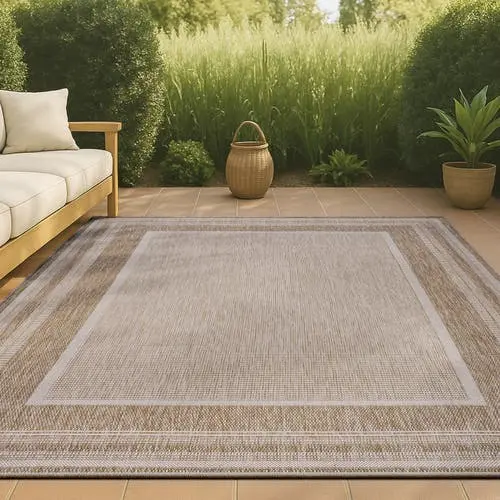 JONATHAN Y Beckett Classic Casual Border Stripe Indoor/outdoor Area Rug