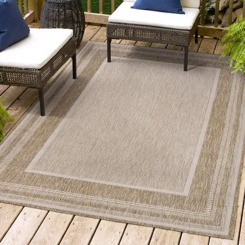 JONATHAN Y Beckett Classic Casual Border Stripe Indoor/outdoor Area Rug