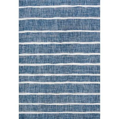 JONATHAN Y Colonia Berber Stripe Indoor/outdoor Area Rug - Blue/ivory