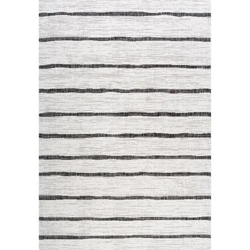 JONATHAN Y Colonia Berber Stripe Indoor/outdoor Area Rug - Ivory/black