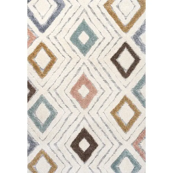 JONATHAN Y Amira Diamond High-low Area Rug - Multi/cream