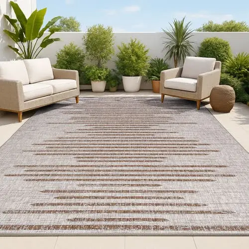 JONATHAN Y Zolak Berber Stripe Geometric Indoor/outdoor Area Rug - Beige/brown