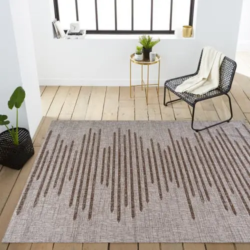 JONATHAN Y Zolak Berber Stripe Geometric Indoor/outdoor Area Rug - Beige/brown
