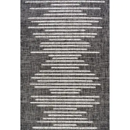 JONATHAN Y Zolak Berber Stripe Geometric Indoor/outdoor Area Rug - Black/ivory