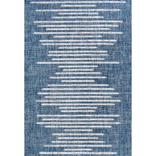 JONATHAN Y Zolak Berber Stripe Geometric Indoor/outdoor Area Rug - Blue/ivory