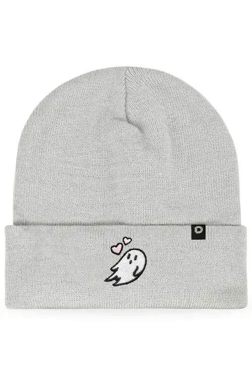 DALIX Heartly Ghost Beanie Cap - Light Gray