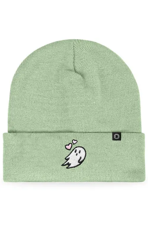 DALIX Heartly Ghost Beanie Cap - Light Green
