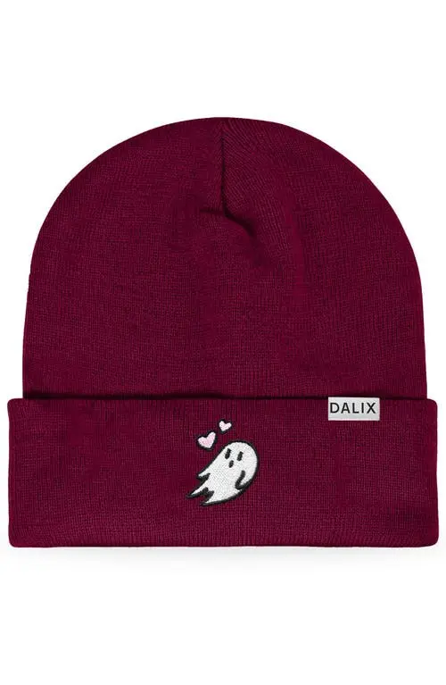 DALIX Heartly Ghost Beanie Cap - Maroon