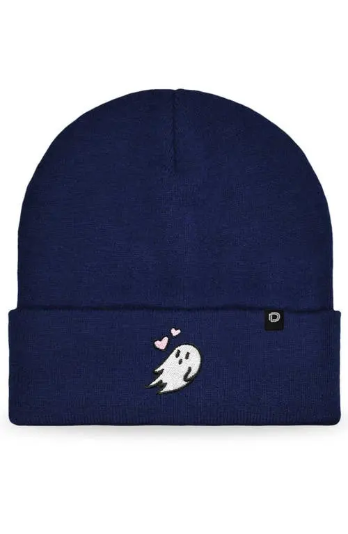 DALIX Heartly Ghost Beanie Cap - Navy Blue
