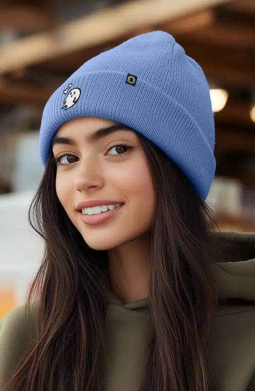 DALIX Heartly Ghost Beanie Cap - Periwinkle