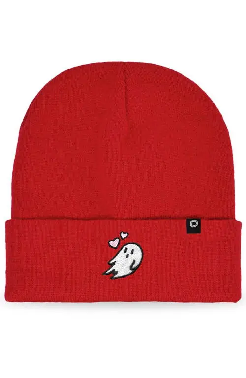 DALIX Heartly Ghost Beanie Cap - Red