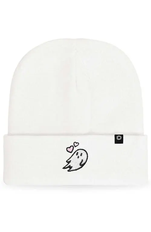 DALIX Heartly Ghost Beanie Cap - White