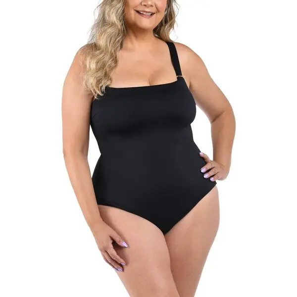 La Blanca Luxe Square Neck One-piece Swimsuit - Black
